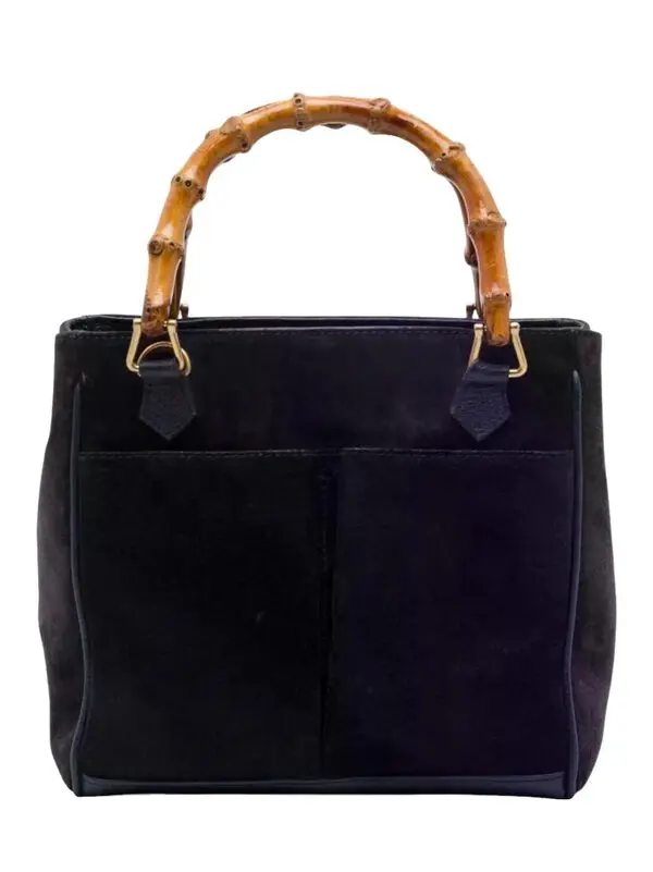 Gucci 20th Century Suede Bamboo Satchel - Blue