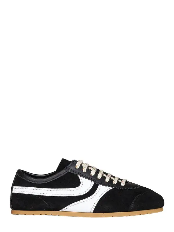 Dries Van Noten Black Suede Sneakers With Leather Details - Multicolor