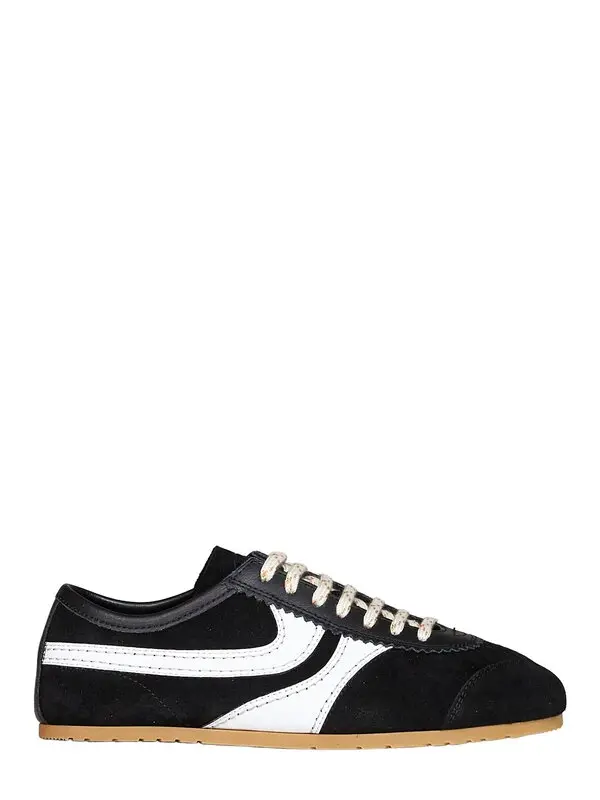 Dries Van Noten Black Suede Sneakers With Leather Details - Black And White