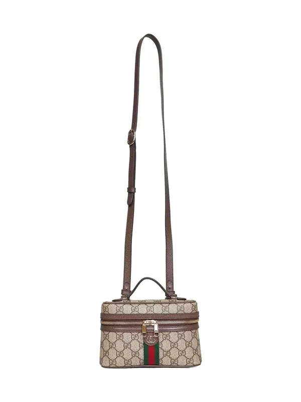 Gucci Beige And Dark Brown Ophidia Small Vanity Bag - Multicolor
