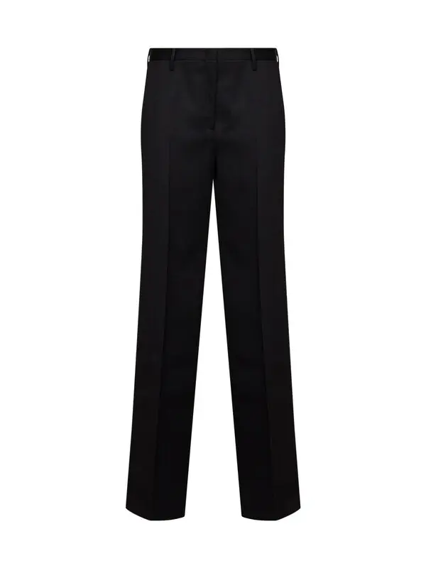 Fendi Black Grain De Poudre Wool Regular-fit Trousers - Multicolor
