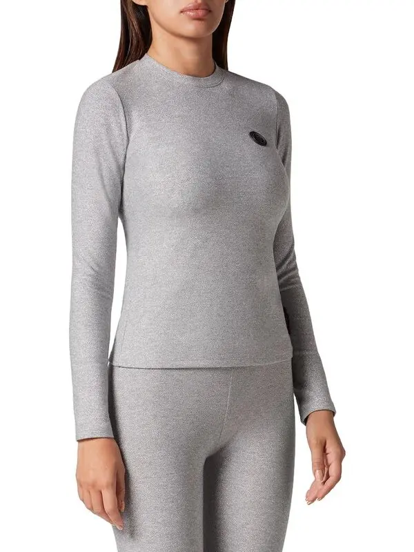 PLEIN SPORT Longsleeve T-shirt Glitter - Silver