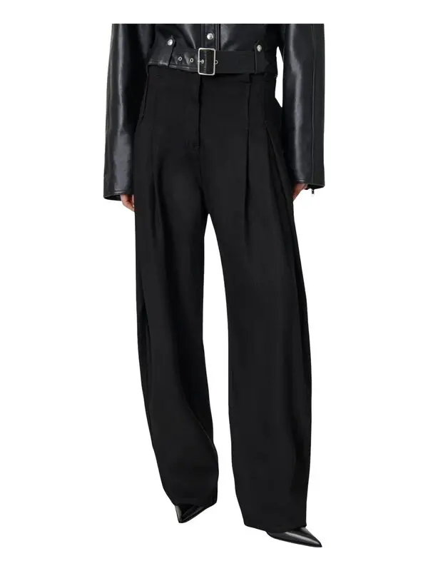 IRO PARIS High-waisted Wide-leg Pleated Palazzo Trousers In Cotton Blend - Black 1