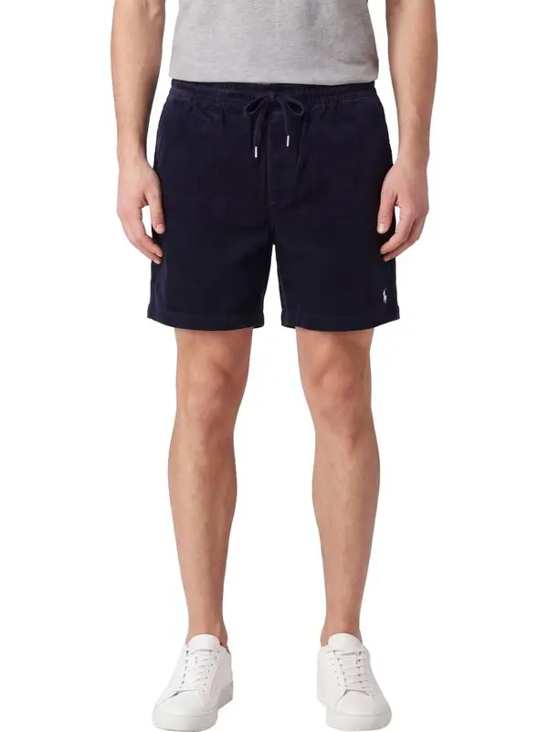 Polo Ralph Lauren Pony Logo Embroidered Cotton Jogging Shorts With Drawstring - Navy
