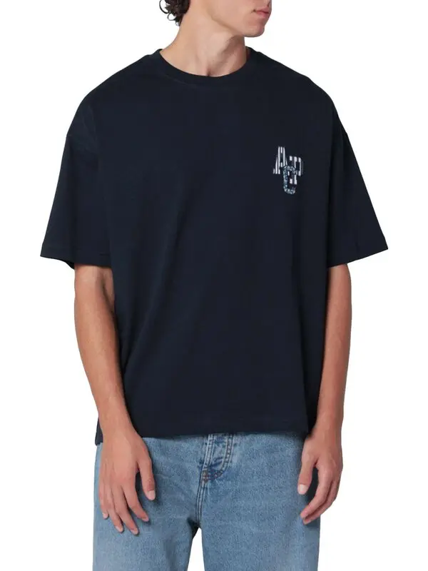 A.p.c. Relaxed Fit Contrast Logo Organic Cotton T-shirt By - Blue