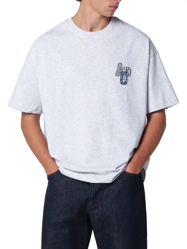 A.p.c. Relaxed Fit Contrast Logo Organic Cotton T-shirt By - Grey