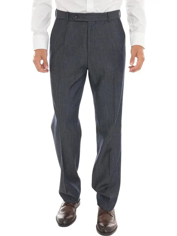 BOSS Tailored Trousers In Pure Wool With Pleats And A Straight Leg - Blue