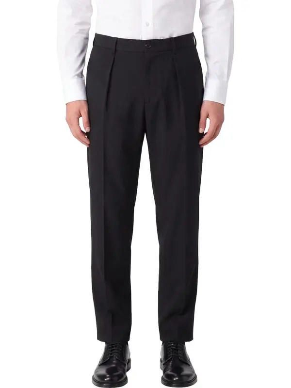Giorgio Armani Pleated Virgin Wool Chino Trousers - Navy