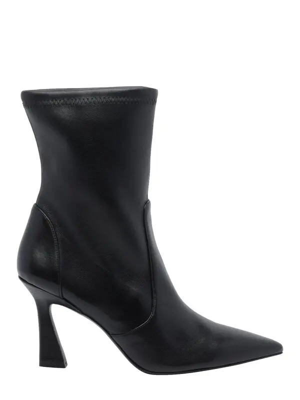 STUART WEITZMAN Vinnie Smooth Leather Ankle Boots With A High Flared Heel - Black