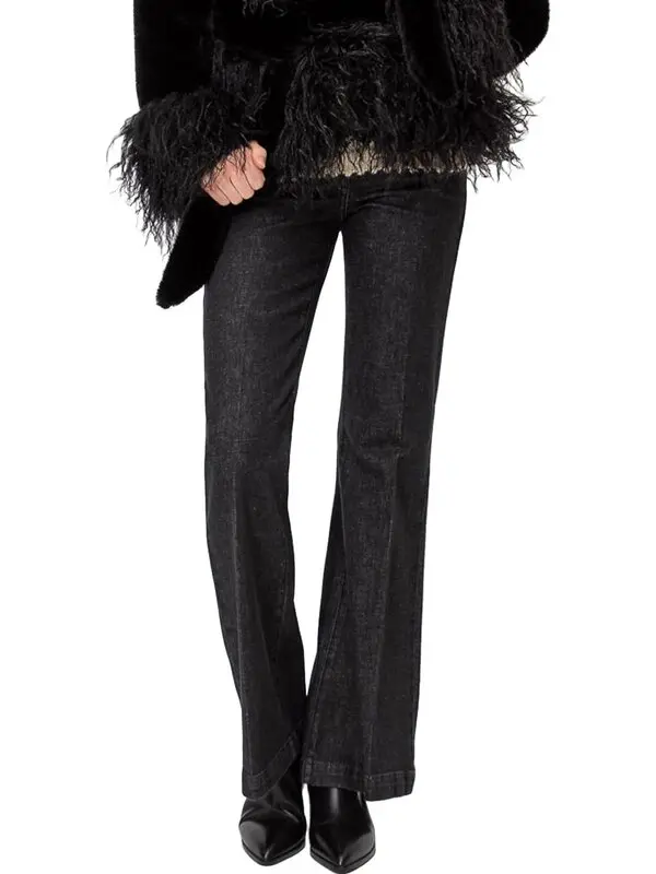 TWINSET Mid-rise Flared Cotton Denim Jeans - Black