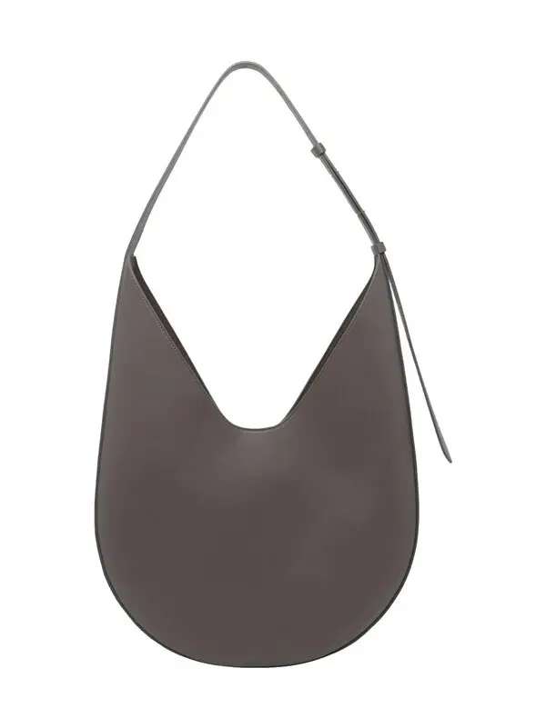 AESTHER EKME Rounded Hobo Bag In Smooth Calfskin With Adjustable Handle - Grey 1