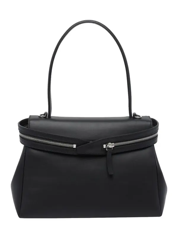 AESTHER EKME Joni Flared Smooth Calfskin Shoulder Bag - Black