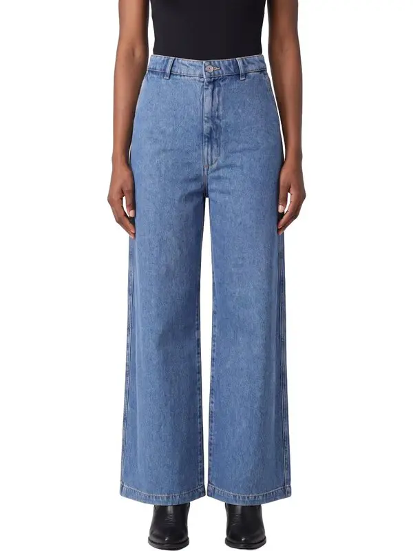 Sportmax High-waisted Wide-leg Jeans In Cotton Denim With Patch Pockets - Blue
