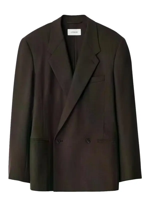LEMAIRE Double-breasted Jacket In Tropical Wool Blend - Brown