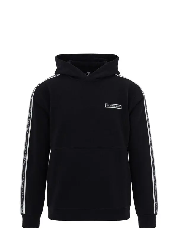EA7 Logo Tape Hoodie Sweatshirt - Black