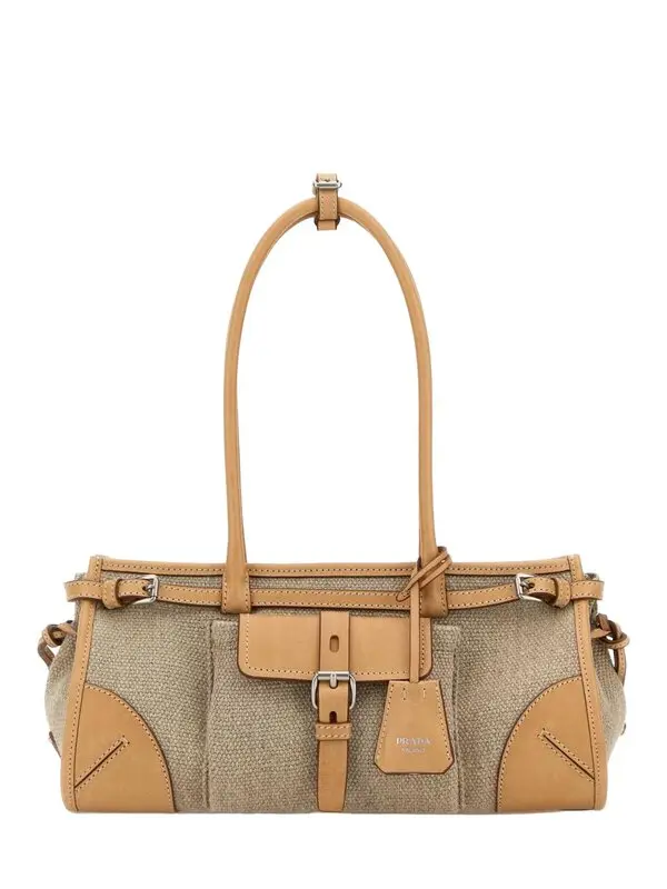 Prada Two-tone Canvas & Calf Leather Medium Shoulder Handbag, 33cm X 19cm X 13cm - Multicoloured