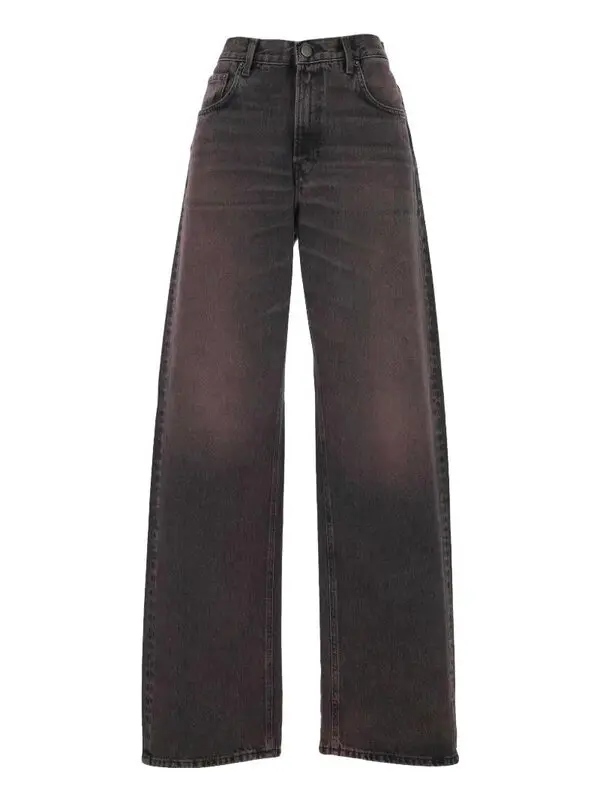 HAIKURE Faded-effect Wide-leg Jeans - Black
