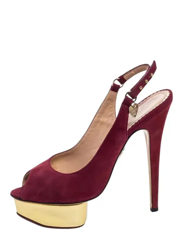CHARLOTTE OLYMPIA Slingback Peep-toe Heeled Sandals - Red