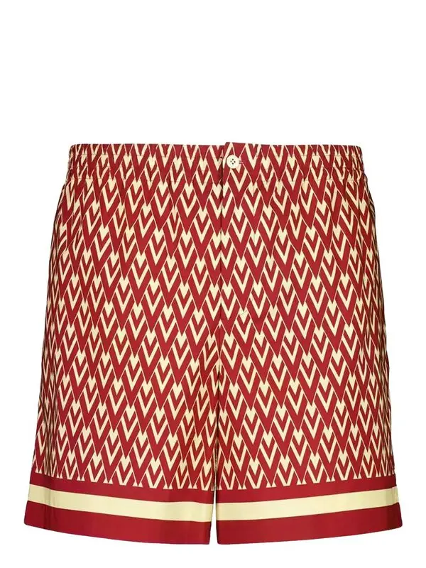 Valentino Garavani Vlogo Geometric-print Shorts - Red