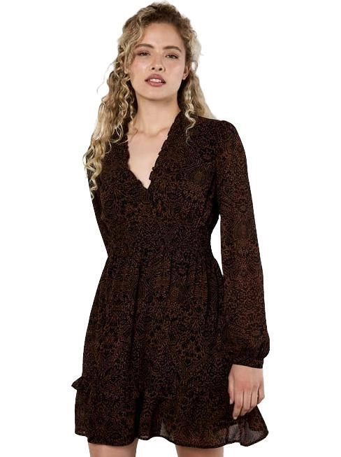 APRICOT Paisley Print Ruffle Detail Dress - Rust