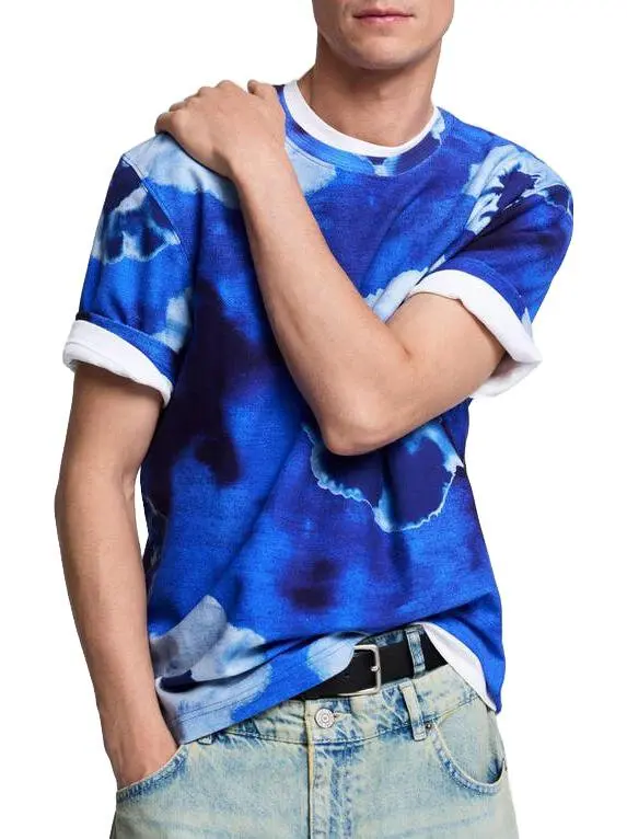 Desigual Tie-dye Cotton Graphic T-shirt - Blue