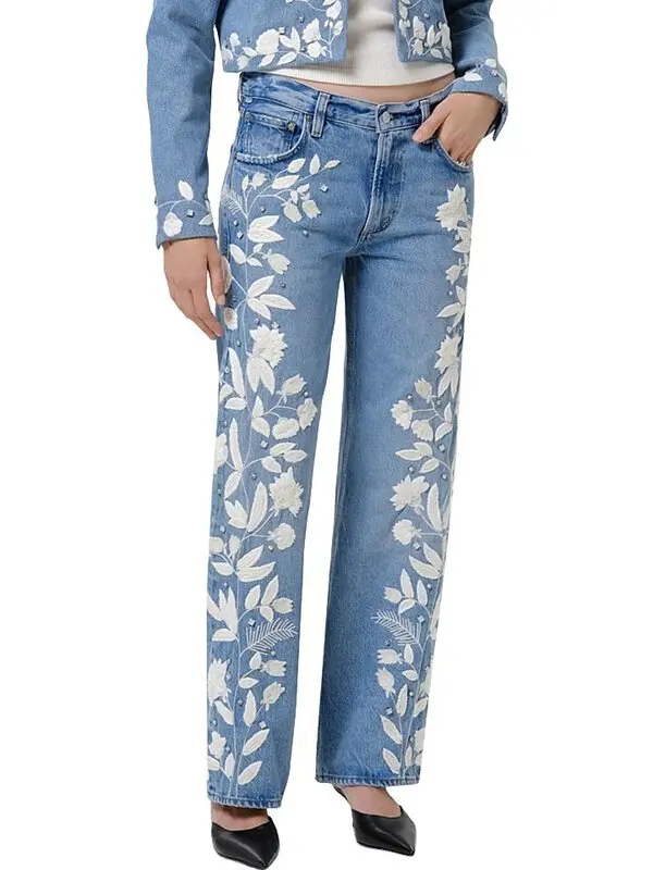 Citizens Of Humanity Lindz Floral Embroidered Easy Straight Jeans - Cupid
