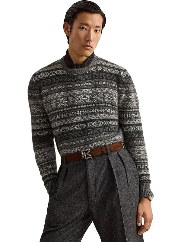 Ralph Lauren Purple Label Fair Isle Cashmere Blend Sweater - Grey Multi