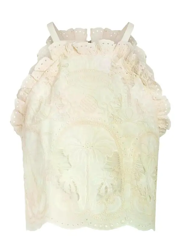 MARIE OLIVER Bethany Ruffled Broderie-anglaise Top - Neutrals