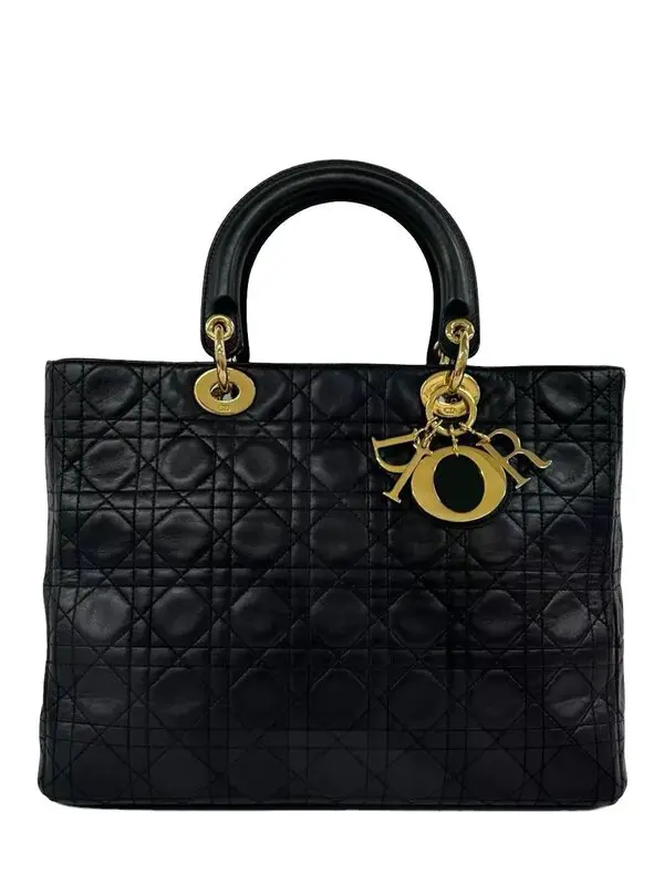 Dior 1995-2026 Large Lambskin Cannage Lady Satchel - Black