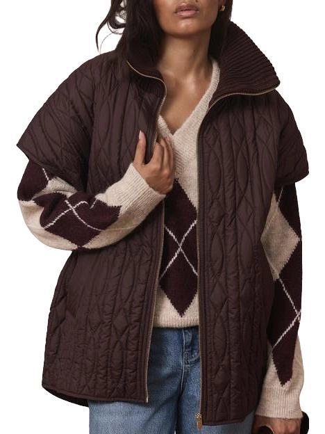 Mint Velvet Quilted Vest - Brown