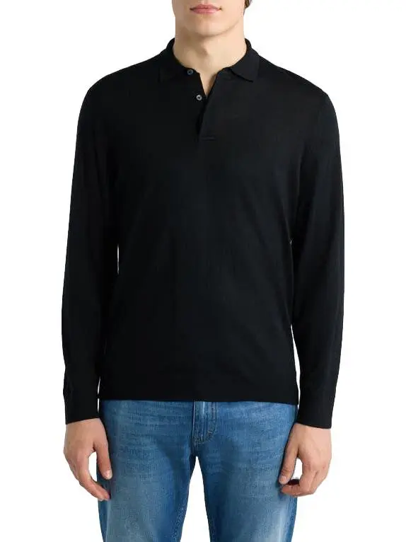 Johnnie-o Merino Wool Blend Polo Sweater - Black