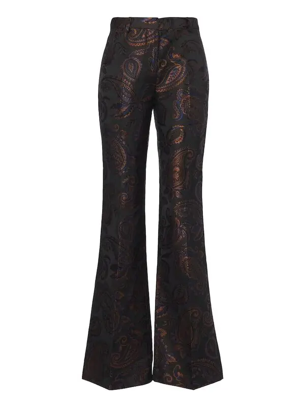 Etro Paisley Jacquard Cotton Flared Pants - Multicoloured