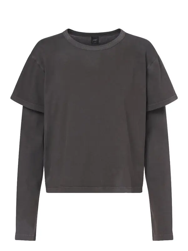 LESET Margo Layered Cotton Jersey T-shirt - Gray