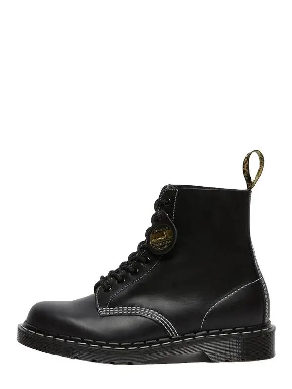 Dr. Martens 1460 Pascal Made In England Cavalier Leather Lace Up Boots 'black Cavalier - Black/white