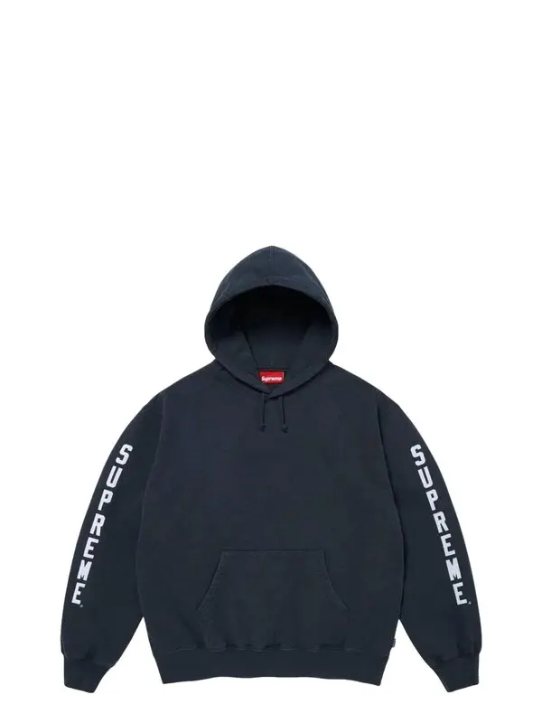 Supreme Fw26 Washed Logo Hooded Sweatshirt - Navy