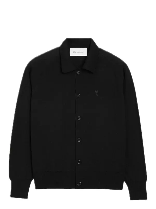 AMI Paris Collar Cardigan - Black