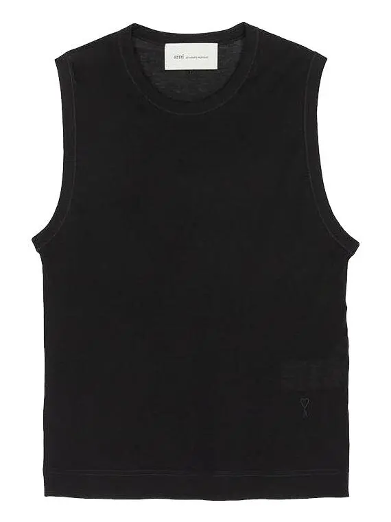 AMI Paris Sleeveless Shirt - Black