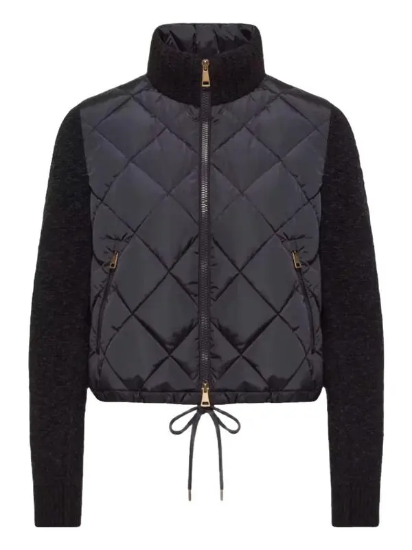 Moncler Cotton Blend Padded Cardigan - Black