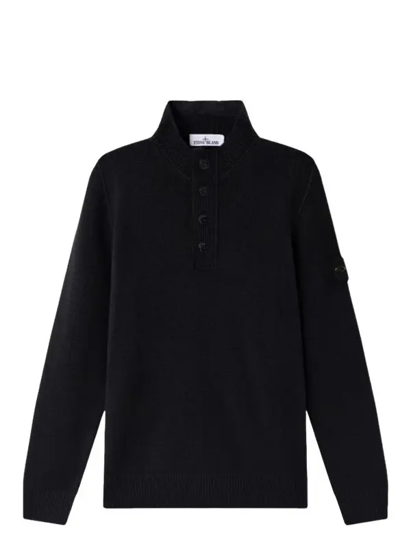 Stone Island Half Zip Up Knitwear - Black