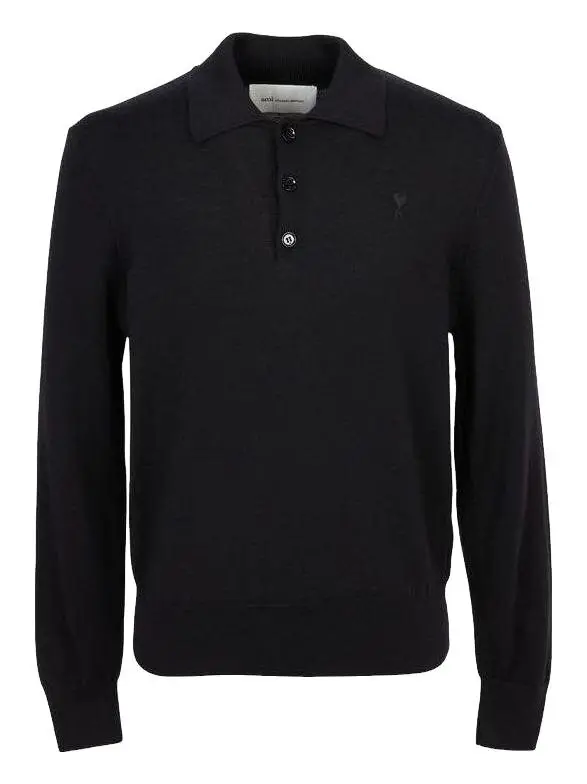 AMI Paris Collar Knitwear - Black