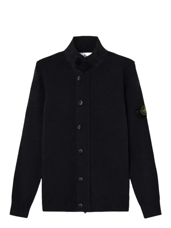 Stone Island Zip Up Cardigan - Black