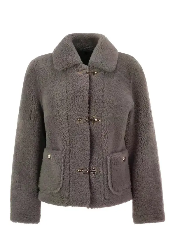 FAY Hook-fastening Shearling Jacket - Grey