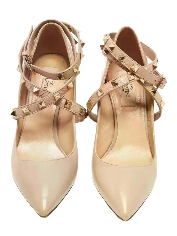 Valentino Garavani Rockstud Ankle-strap Heeled Pumps - Neutrals