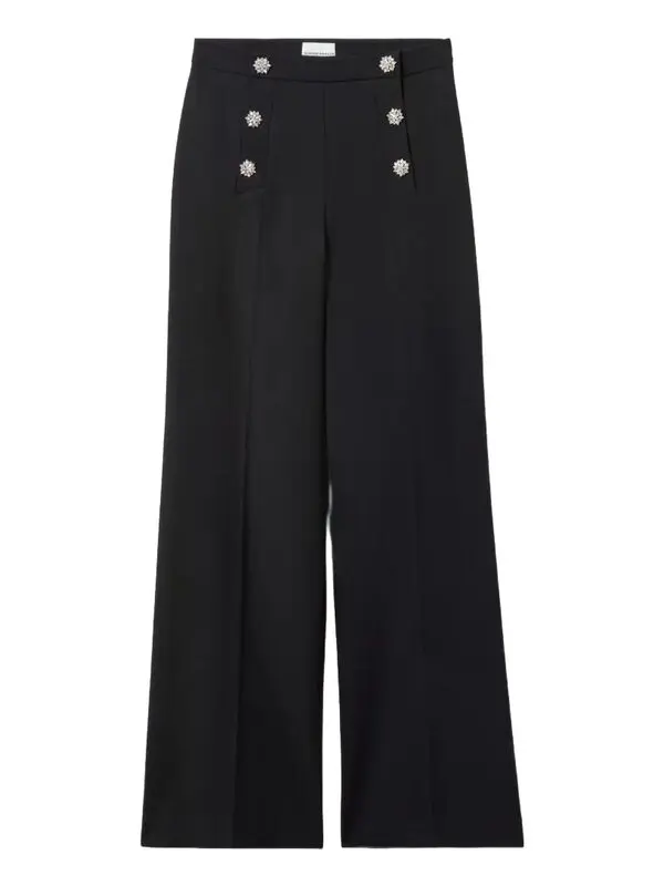 Claudie Pierlot Crystal-embellished Wide-leg Trousers - Black