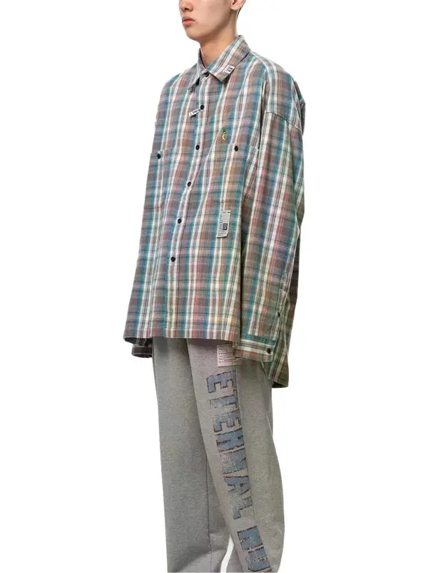 Mihara Yasuhiro Check Long Sleeve Shirt - Blue