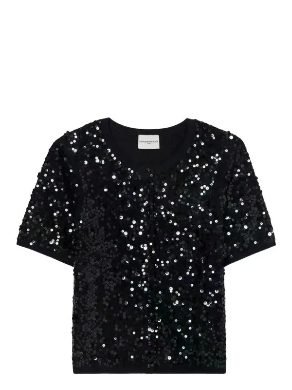 Claudie Pierlot Sequin-embellished Floral-pattern Cardigan - Blue