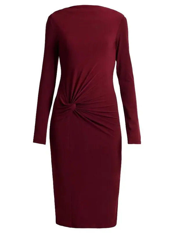 Santorelli Keegan Knotted Jersey Boatneck Midi Dress - Wine