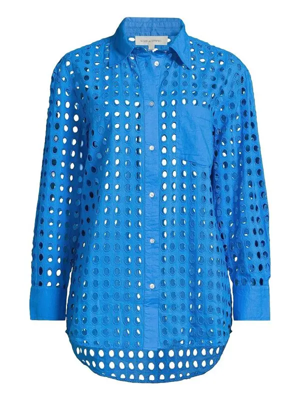 Solid & Striped The Oxford Eyelet Shirt - Cosmic Blue