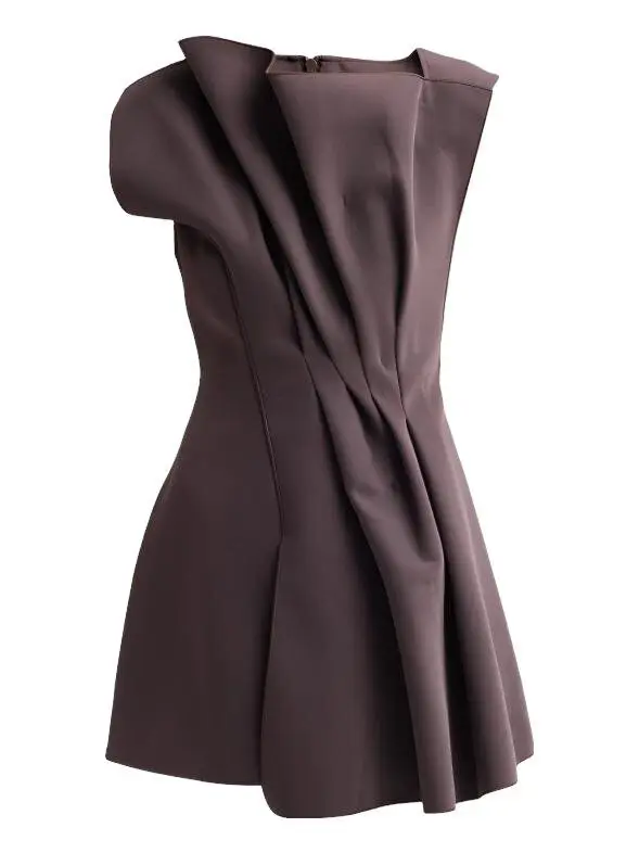 Acler Hawkley Architectural Draped Minidress - Ganache