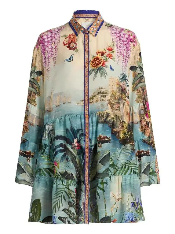 Camilla Bodram Botanicals Tiered Shirtdress - Multi